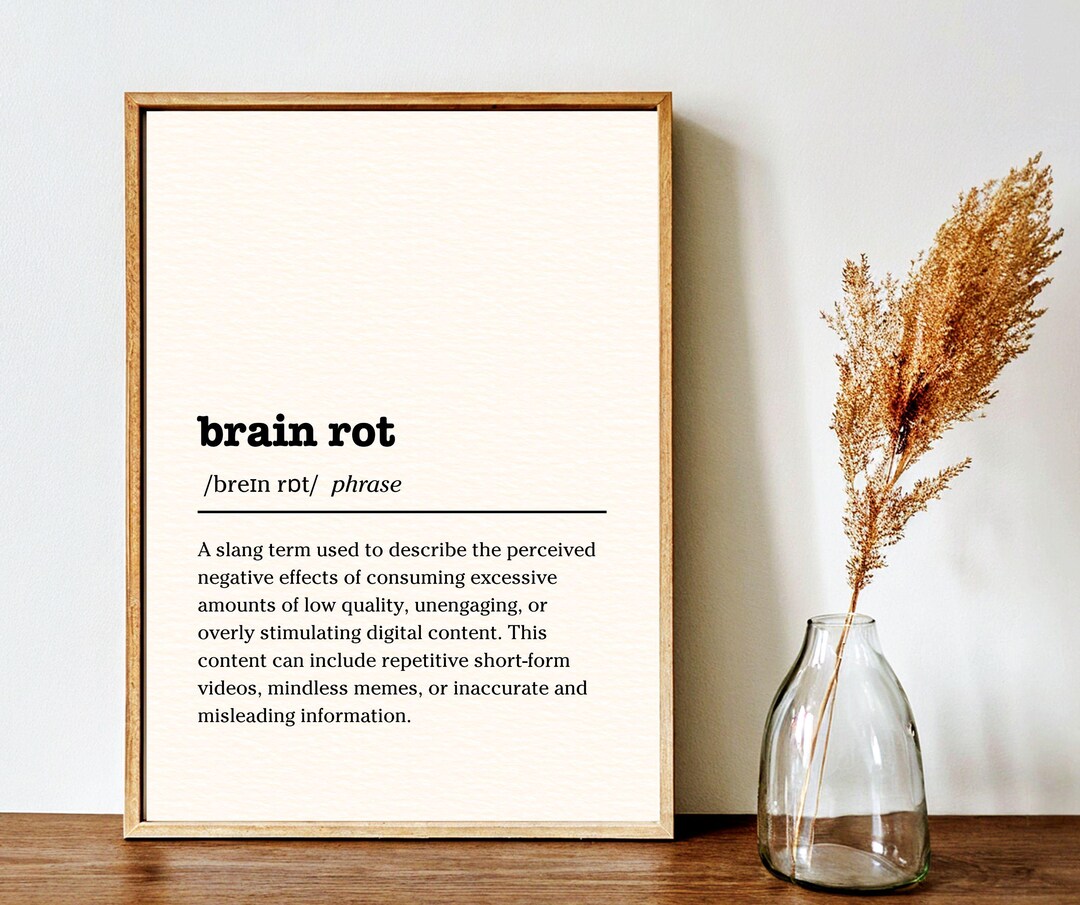 Brain Rot Definition Art. Digital Detox Art. Modern Psychology Wall Art ...