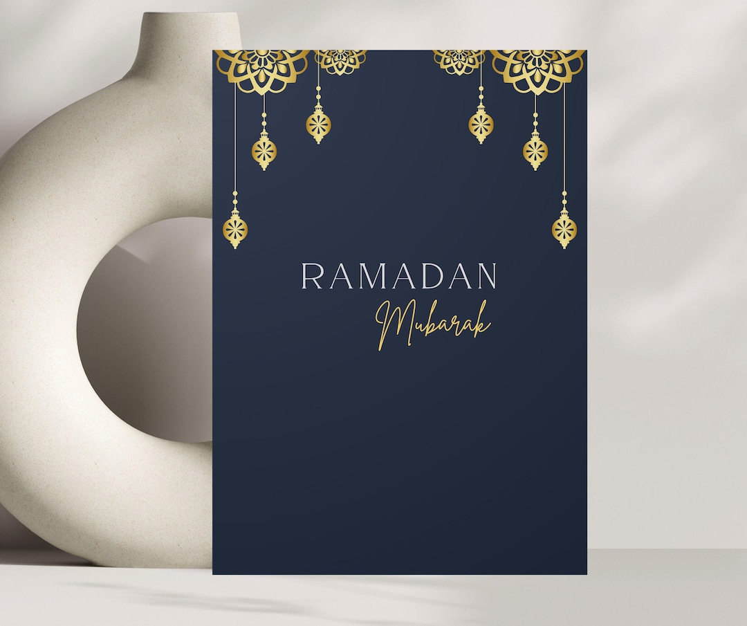 Ramadan Mubarak Card Printable | Elegant Islamic Greeting Card | Gold ...
