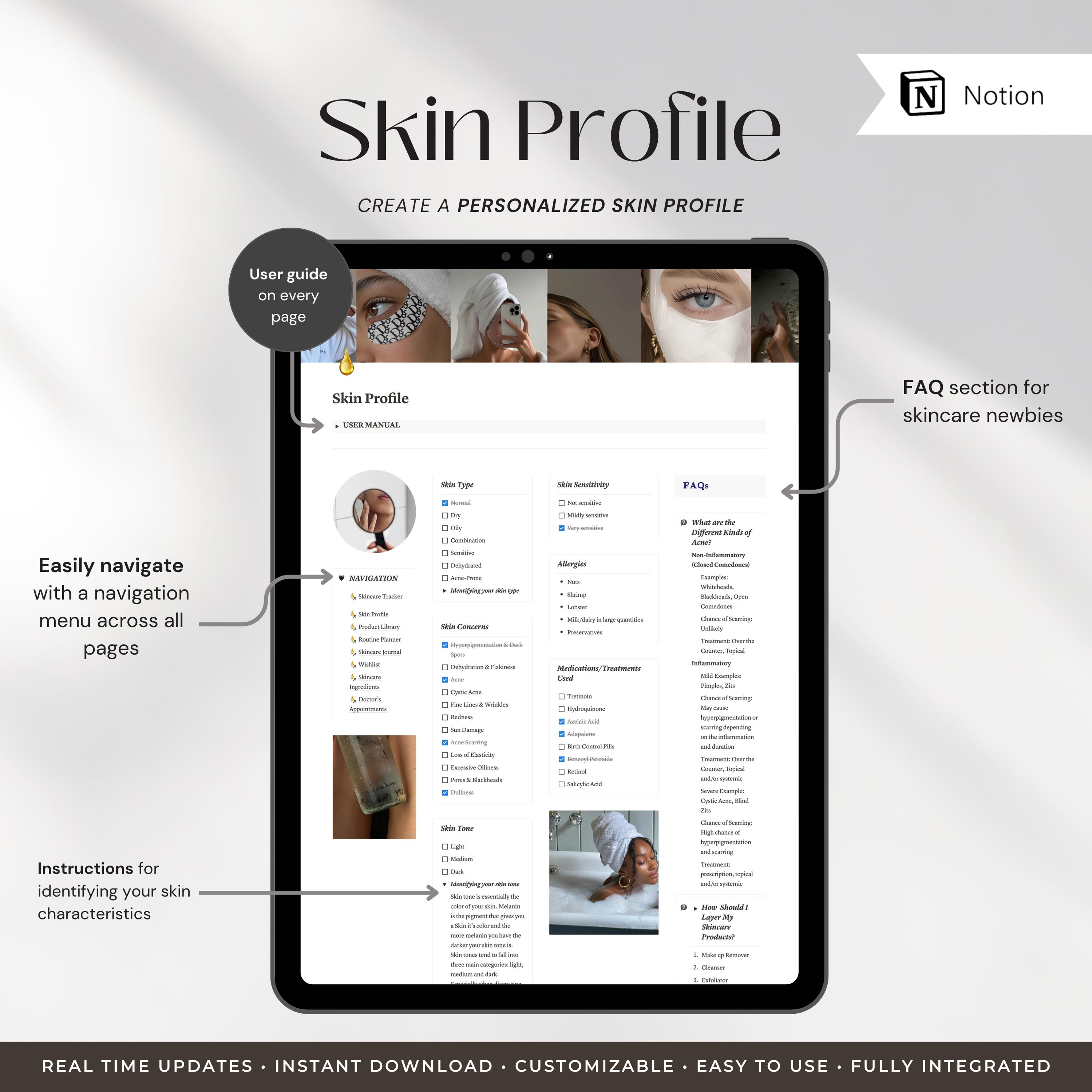 Notion Skincare Tracker Template, Digital Beauty Planner (digital ...