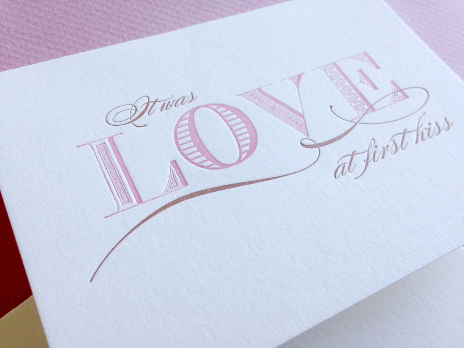 First Kiss- Letterpress Printed Blank Card - Etsy