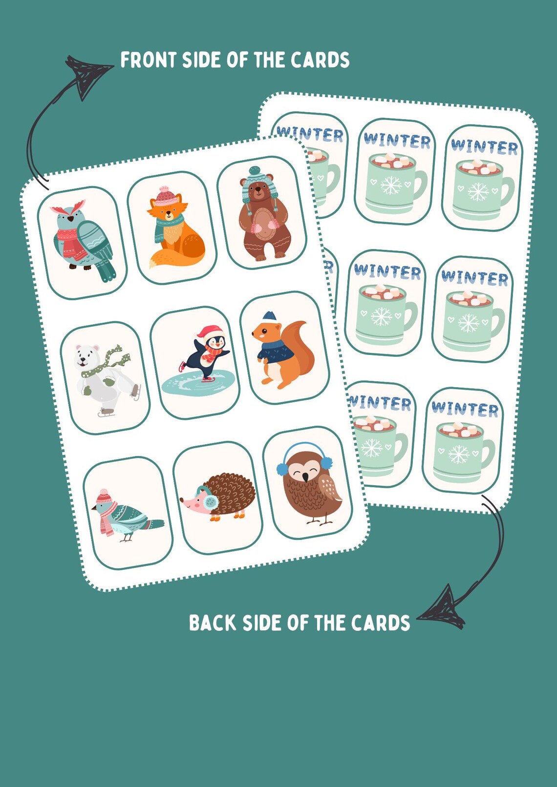 Winter Memory Game: Printable Toddler, Preschool, Kindergarten Matching ...
