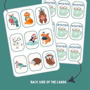 Winter Memory Game: Printable Toddler, Preschool, Kindergarten Matching ...