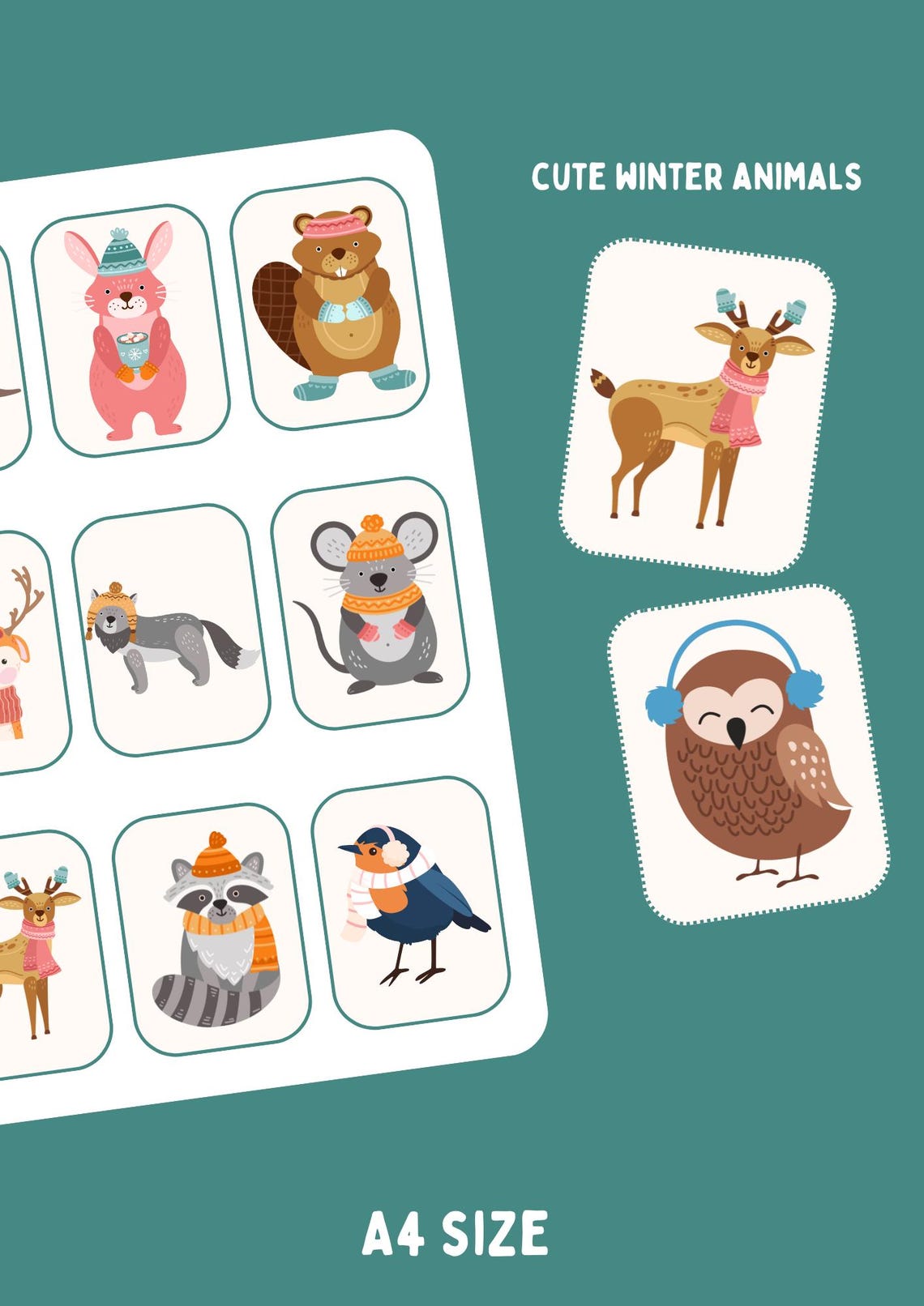 Winter Memory Game: Printable Toddler, Preschool, Kindergarten Matching ...