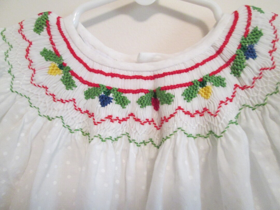 Ready to Ship! Christmas Bishop Dress, Hand-smocked, Size 3, White - Etsy