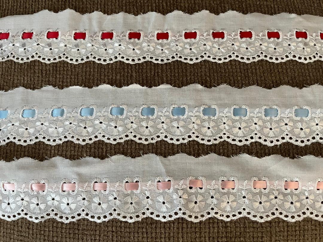 Flat Cotton Eyelet Trim With Ribbon Insert Choice of Colors - Etsy