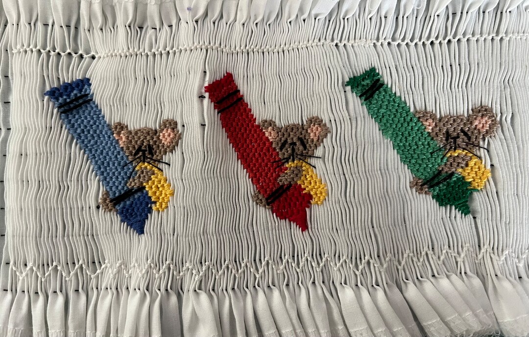 Smocked Insert for Child Garment - Crayons & Mice - Etsy
