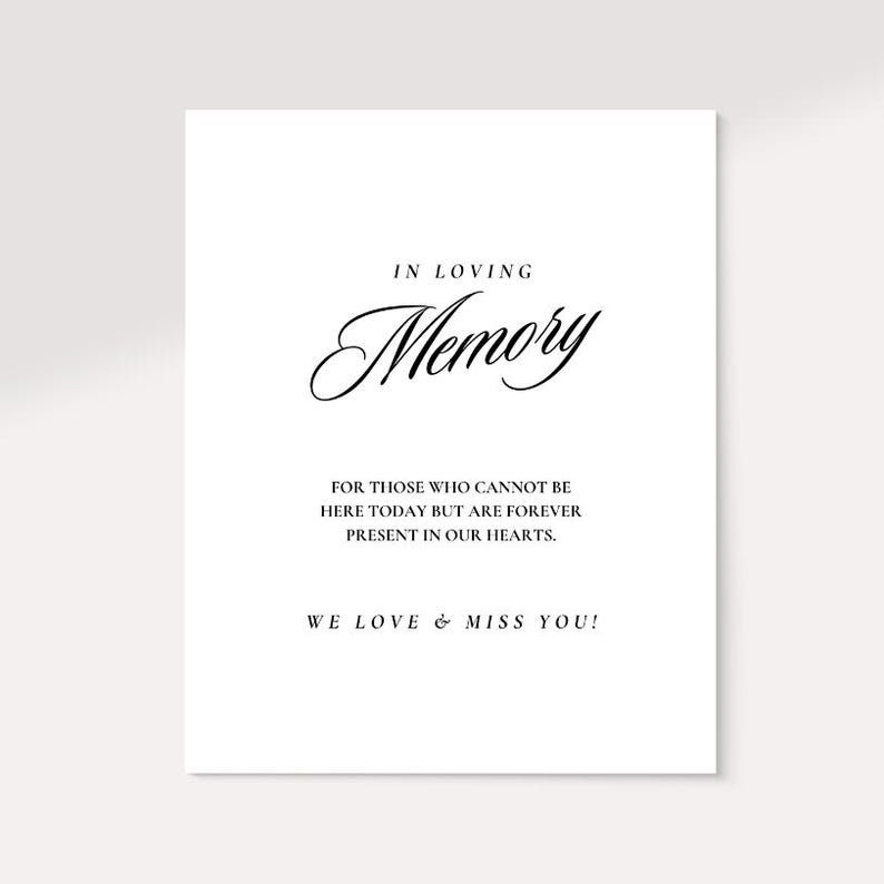 Elegant in Loving Memory Sign Template – Modern Minimalist Wedding ...
