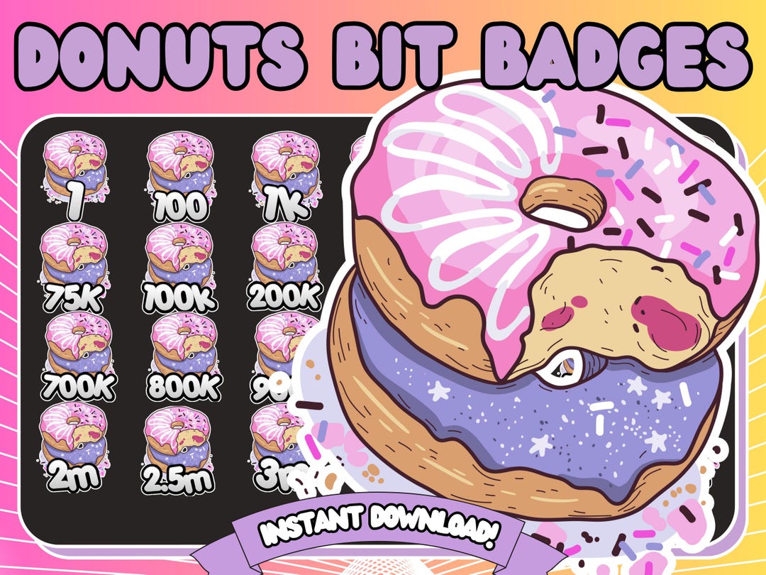 Donut Bit Badges: Twitch Dessert Emotes (digital Download) - Etsy