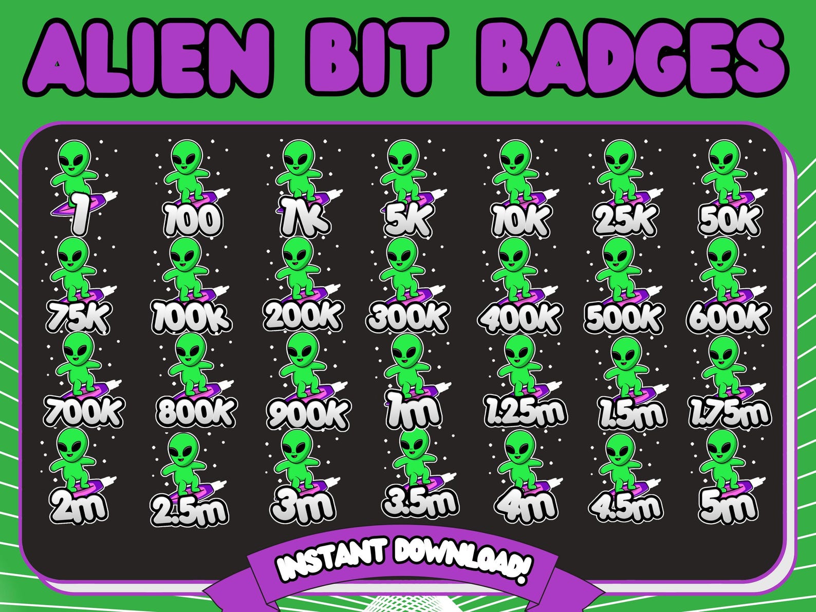 Surfing Alien Bit Badges: Twitch Emotes (digital Download) - Etsy