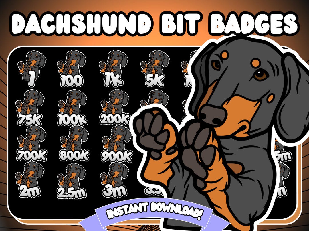 Dachshund Bit Badges Dachshund Emotes Animal Bit Badges Dog Bit Badges ...