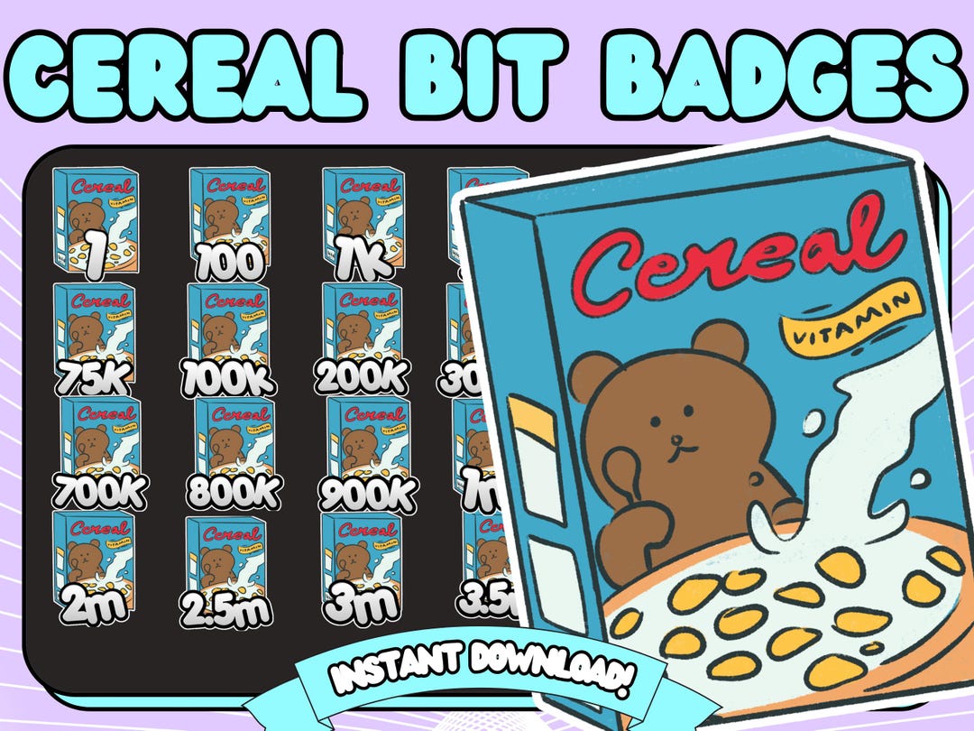 Cereal Bit Badges: Twitch Breakfast Emotes (digital Download) - Etsy