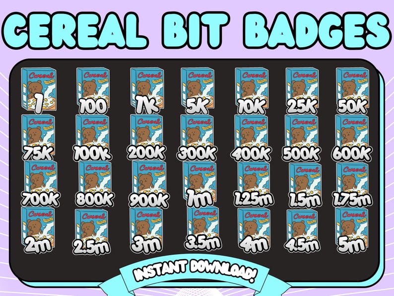Cereal Bit Badges Twitch Cereal Bit Badges Breakfast Bit Badges Cereal ...