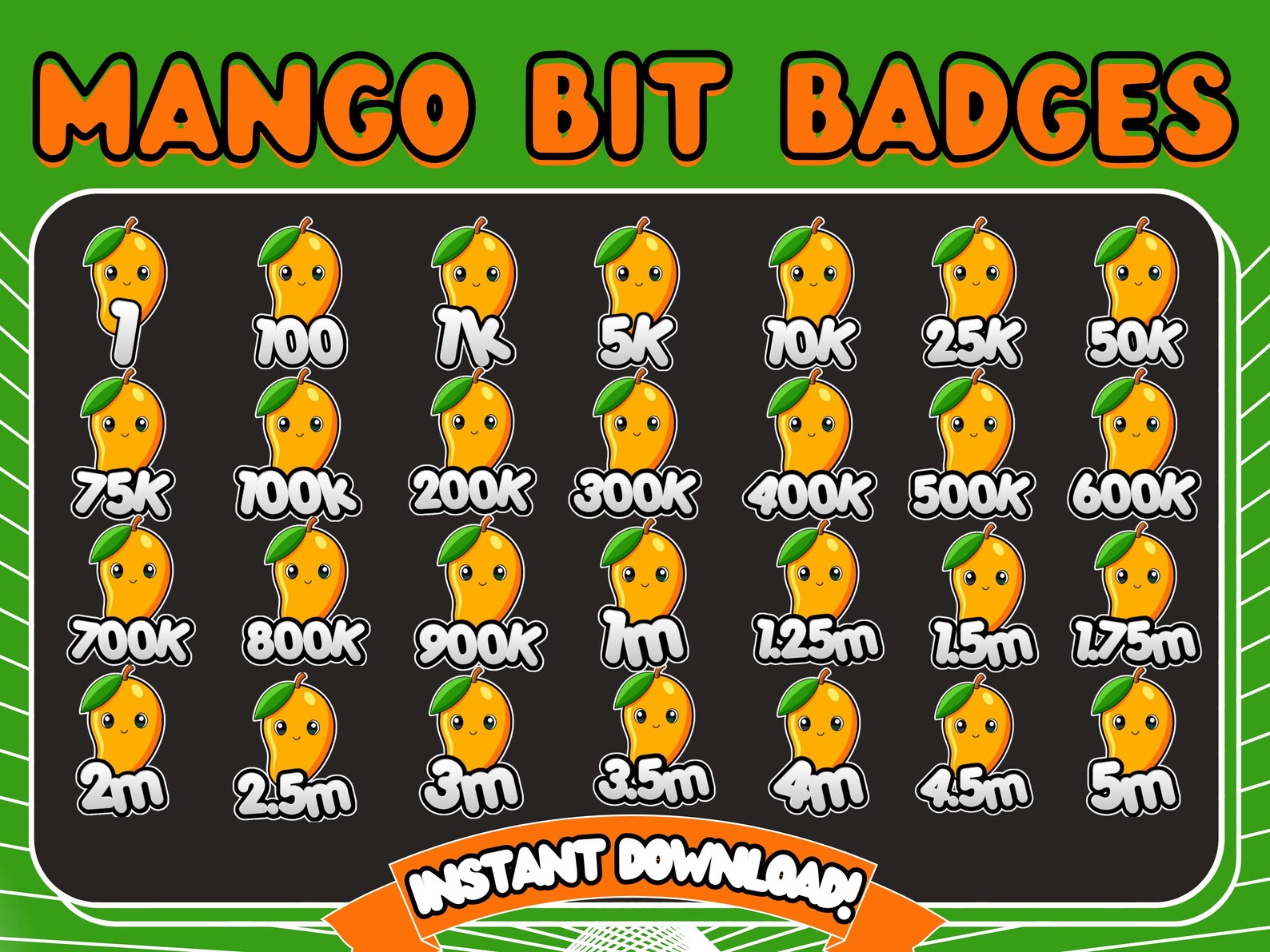 Mango Bit Badges Twitch Mango Bit Badges Mango Emotes Fruit Emote Fruit ...
