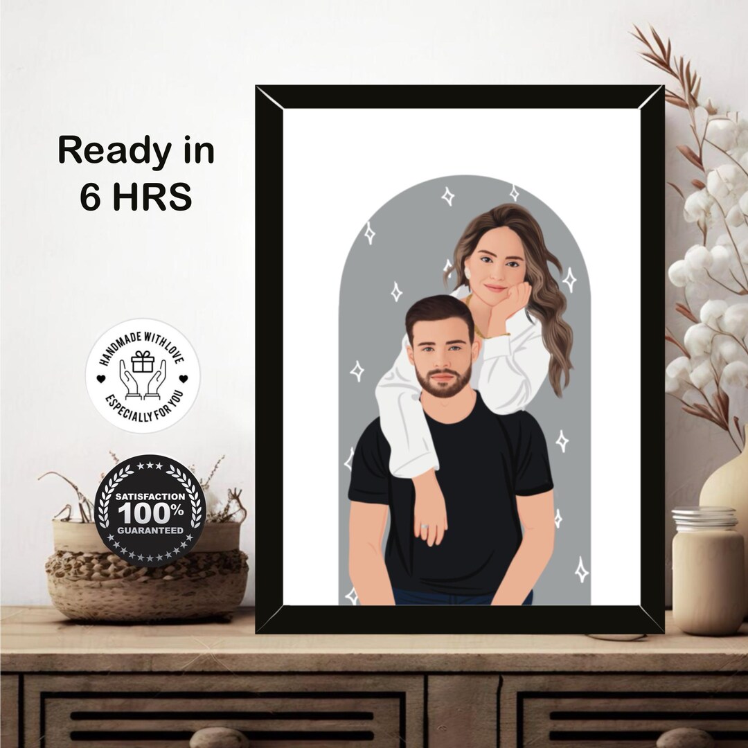 Custom Couple Portrait, Gift for Couple, Faceless Portrait, Engagement ...