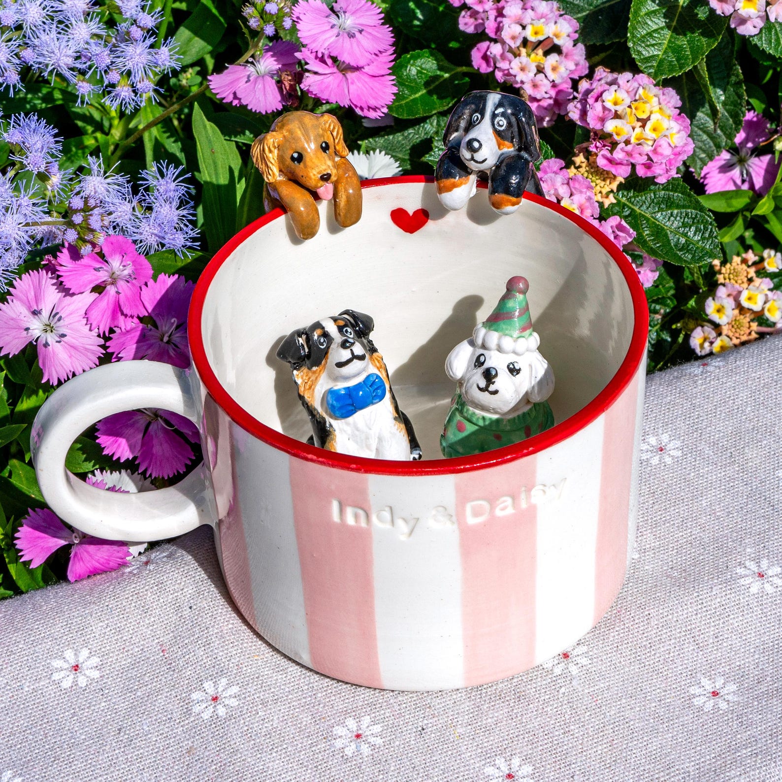 Custom Pet Mug With 3D Dog/cat Figure Handmade Ceramic Mug Peekaboo Pet ...