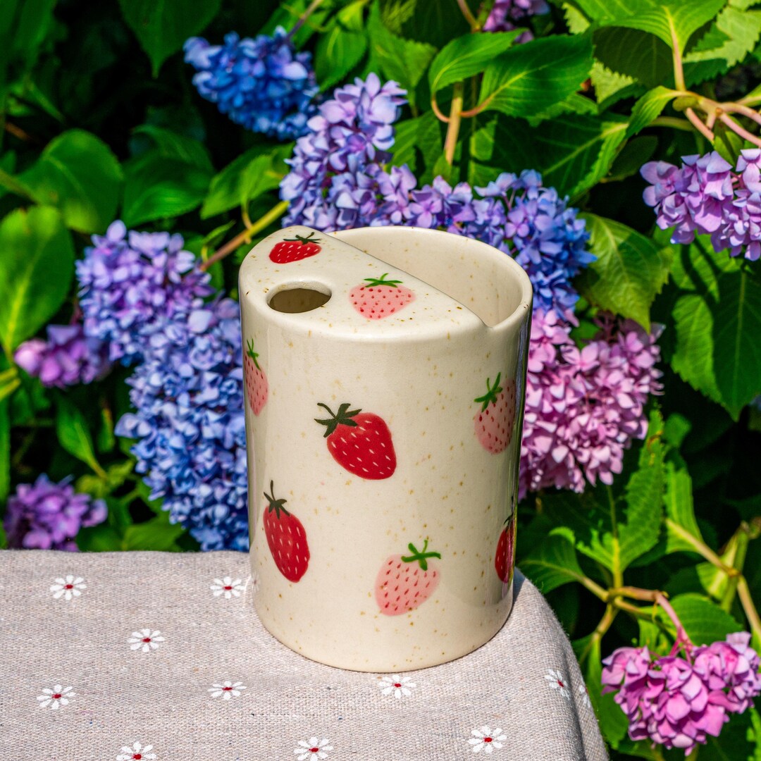Strawberry Travel Mug, Handmade Pottery Mug, to Go Ceramic Tumbler ...