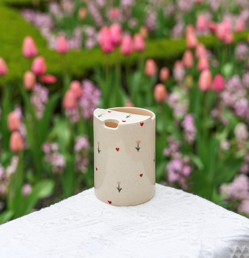 Tulip Travel Mug, Handmade Pottery Mug, Personalized Hand-painted ...