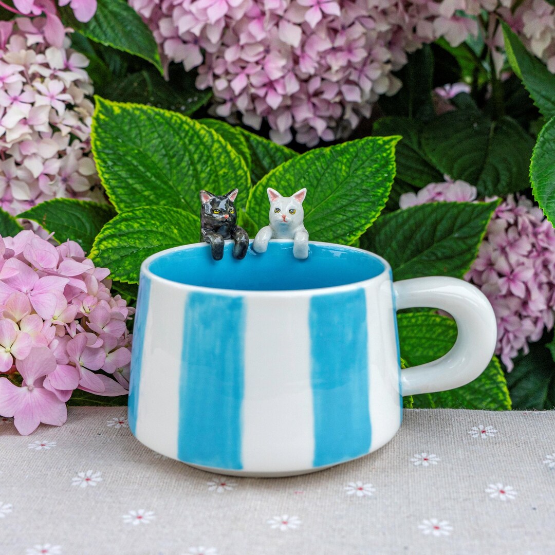 Custom Pet Mug With 3D Dog/cat Figure Handmade Ceramic Mug Peekaboo Pet ...