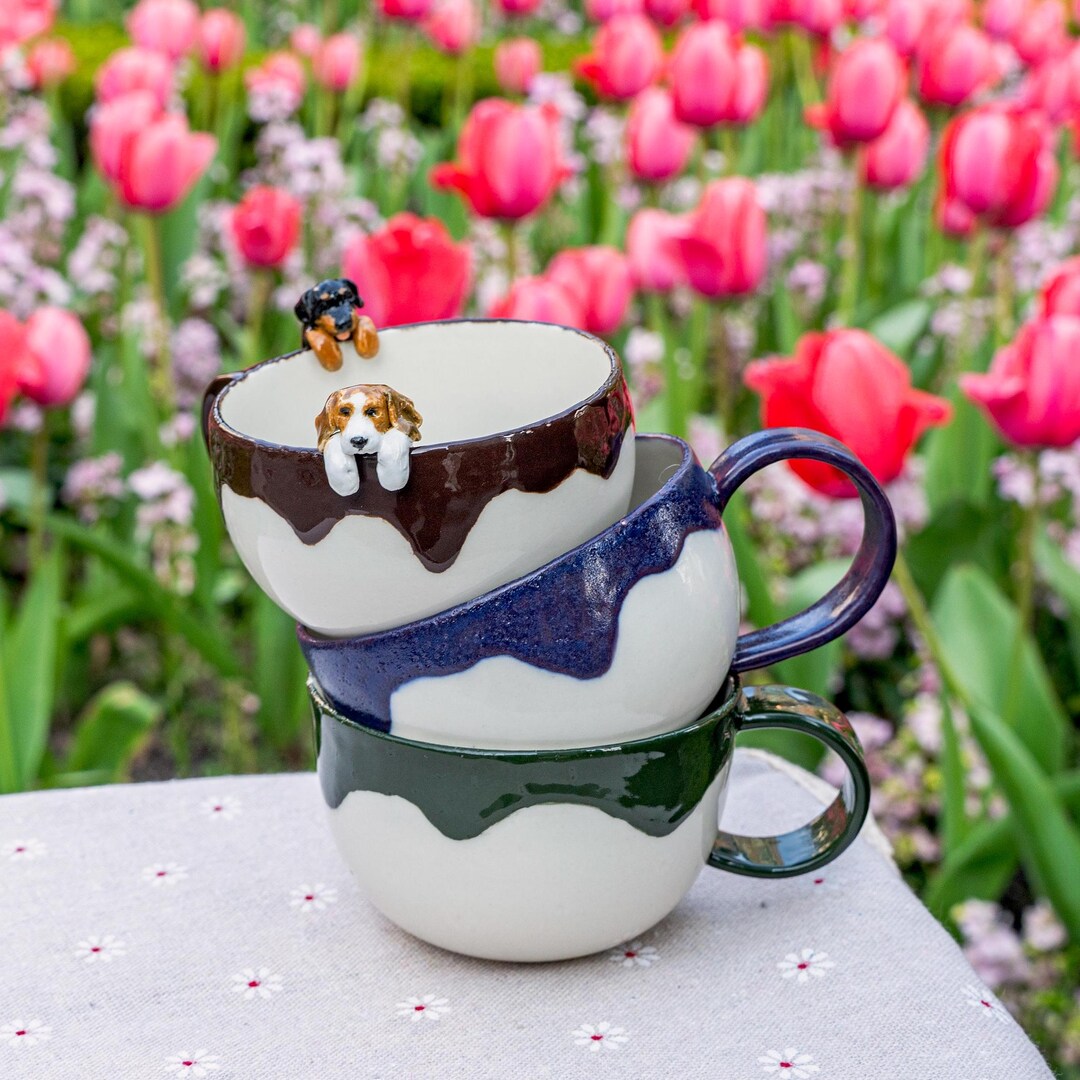 Custom Pet Mug With Pet Figure Handmade Ceramic Mug Peekaboo Pet Mug ...