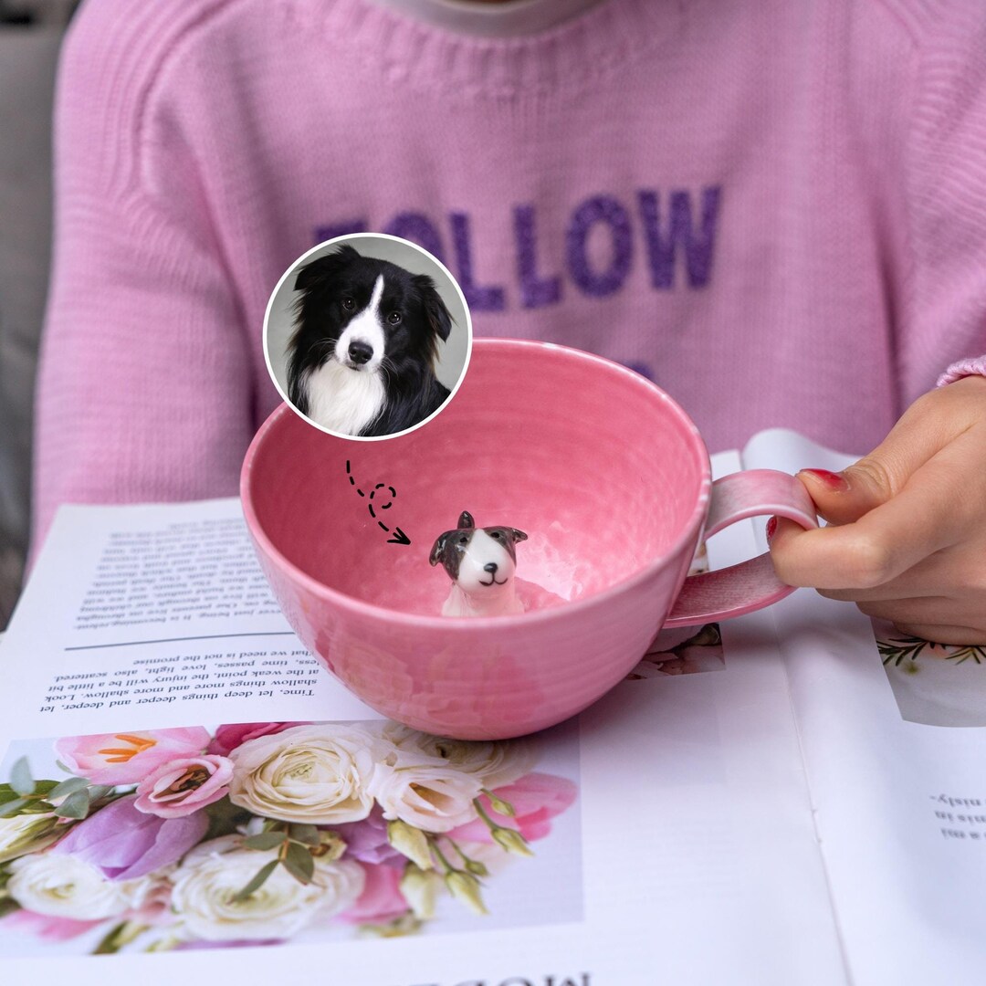 Custom Pet Mug With Pet Figure Handmade Ceramic Mug Peekaboo Pet Mug ...