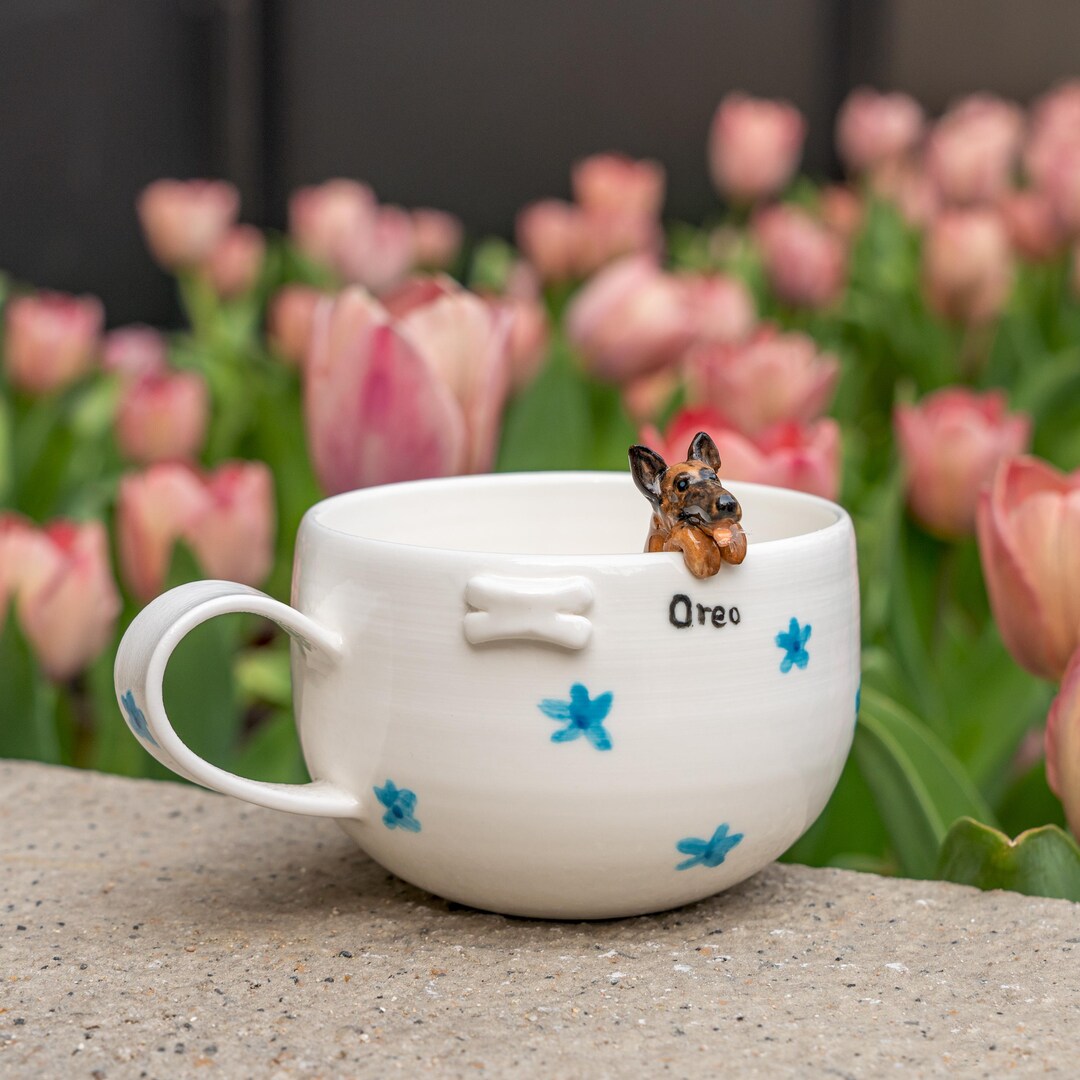 Custom Pet Mug With Pet Figure Handmade Ceramic Mug Peekaboo Pet Mug ...