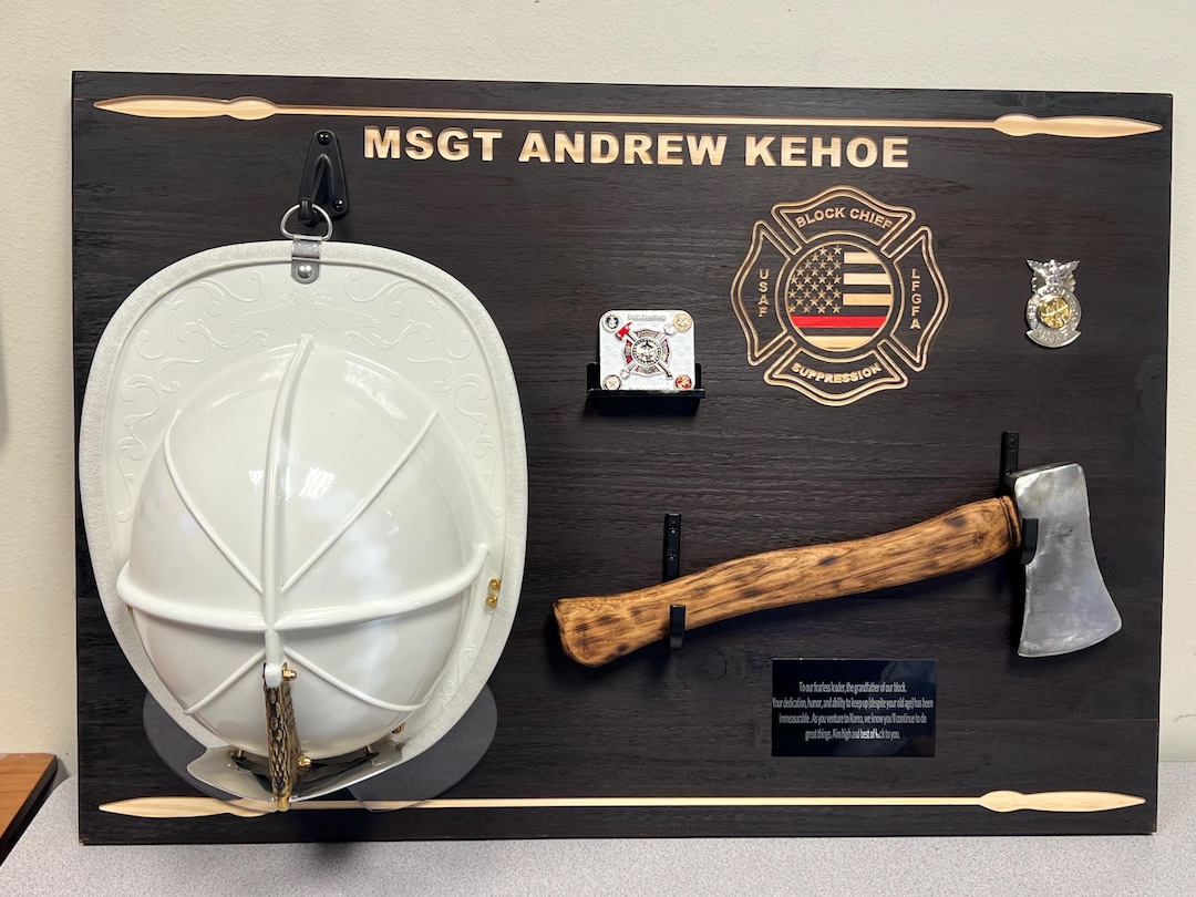 Custom Firefighter Helmet Display, Personalized Axe Plaque, HELMET NOT ...
