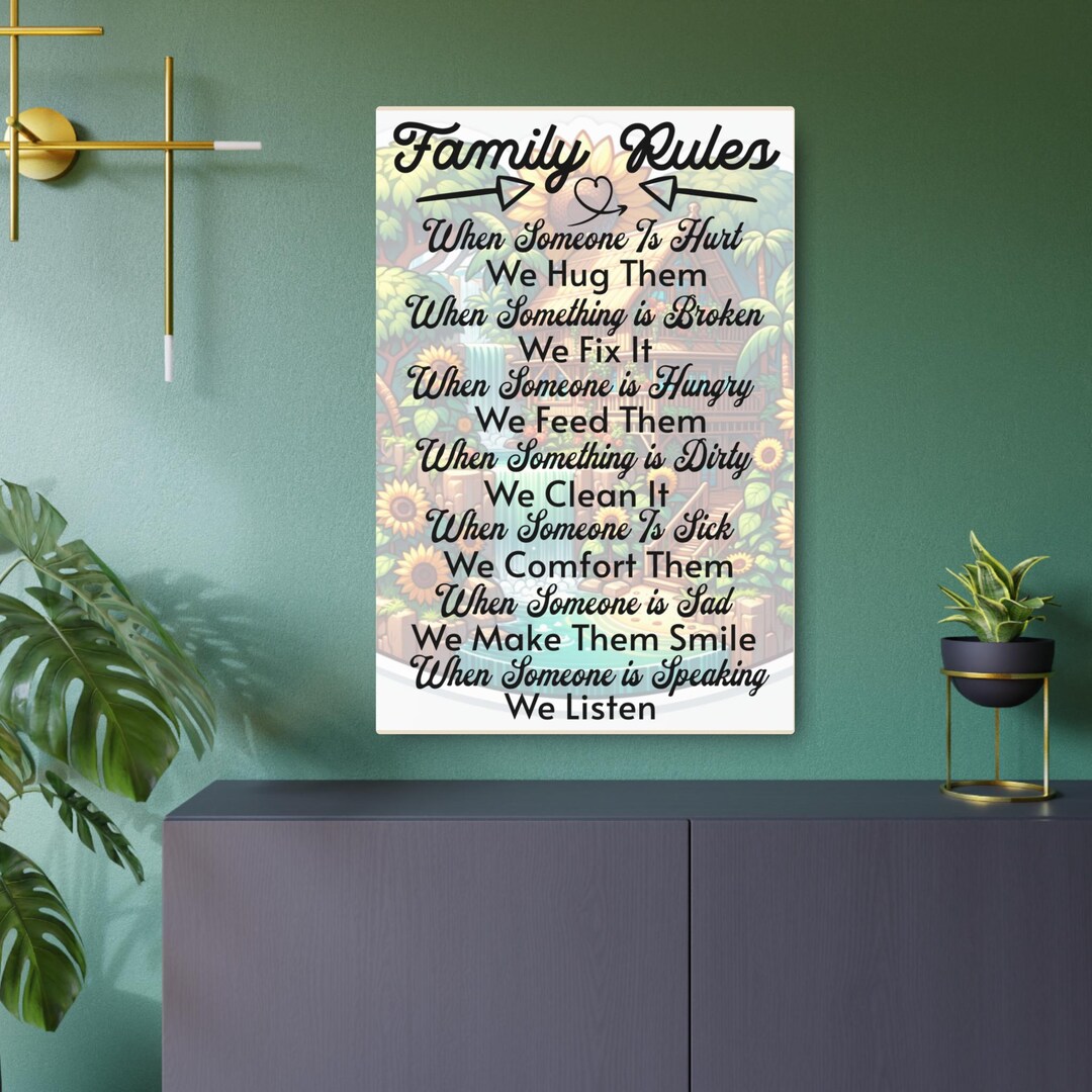 Family House Rules Wall Art Décor, Modern Family House Rules Wall Art ...