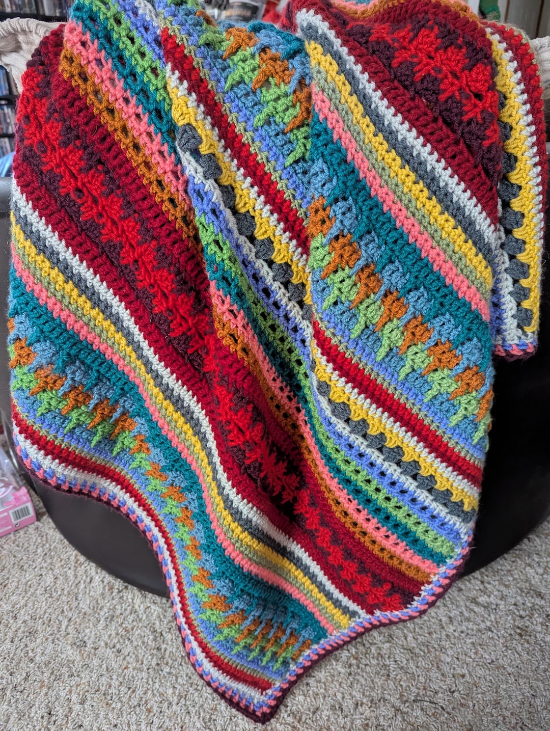 Multicoloured Crochet Lap Afghan - Etsy