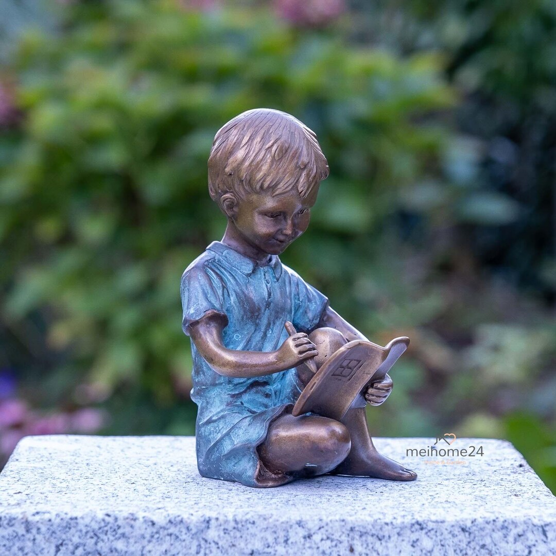 Bronze Sculpture Boy | Writing in a Book | Pen in Hand | 8x10x15cm ...