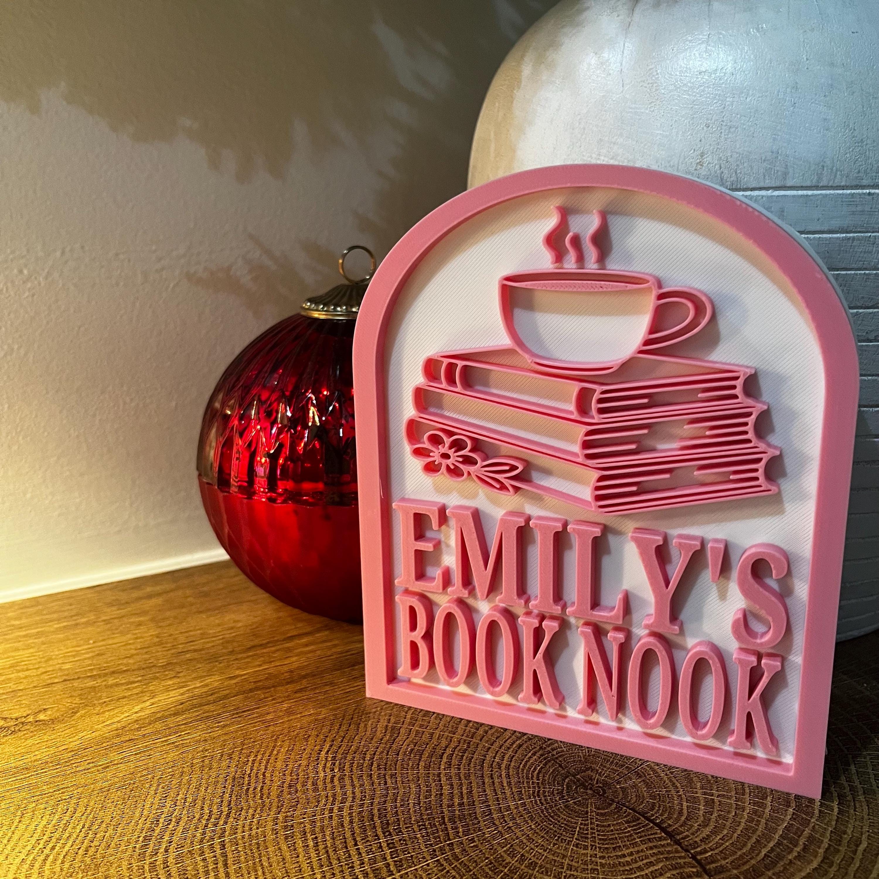 Personalized Book Nook Sign, Custom Bookshelf Sign for Library, Bookish ...