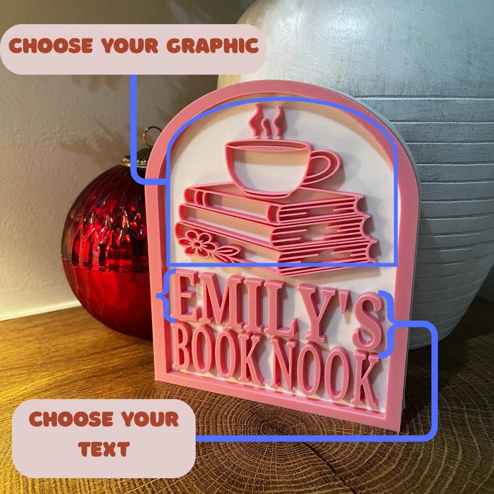 Personalized Book Nook Sign, Custom Bookshelf Sign for Library, Bookish ...