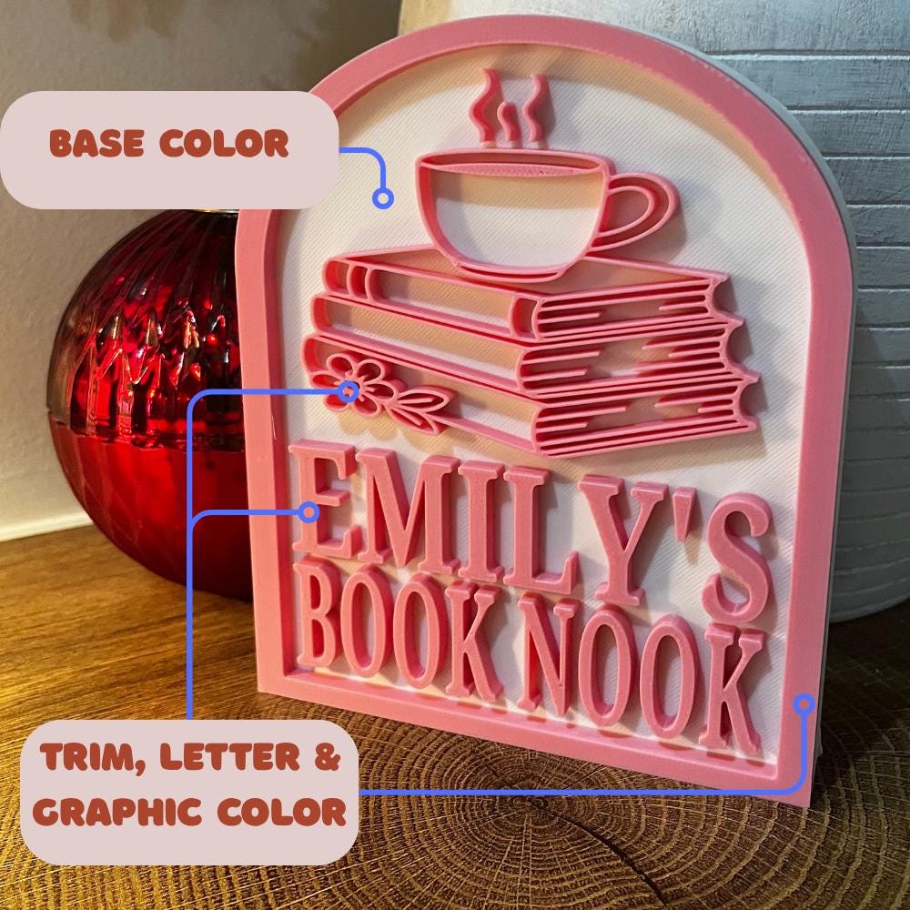 Personalized Book Nook Sign, Custom Bookshelf Sign for Library, Bookish ...