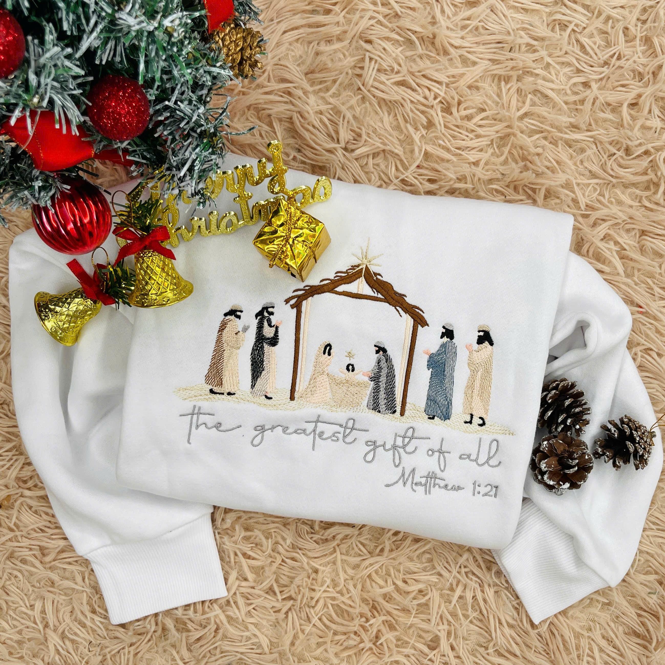 Christian Faith Christmas Embroidered Sweatshirt: the Greatest Gift of ...