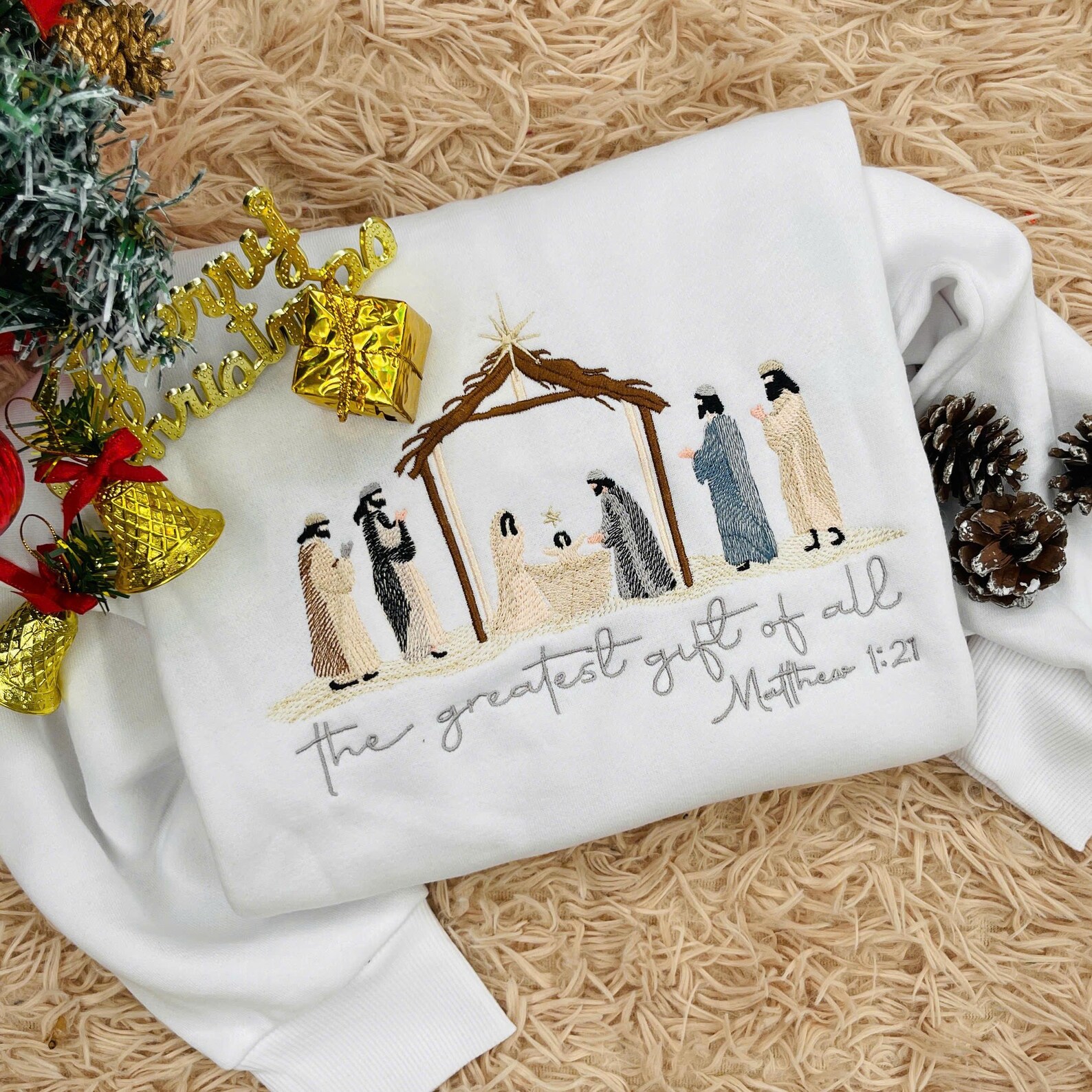 Christian Faith Christmas Embroidered Sweatshirt: the Greatest Gift of ...
