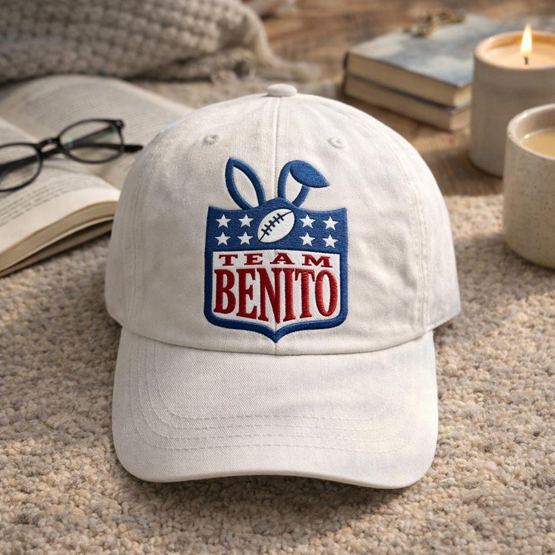 Team Benito Embroidered Dad Hat, Football Fan Club Cap, White Vintage ...