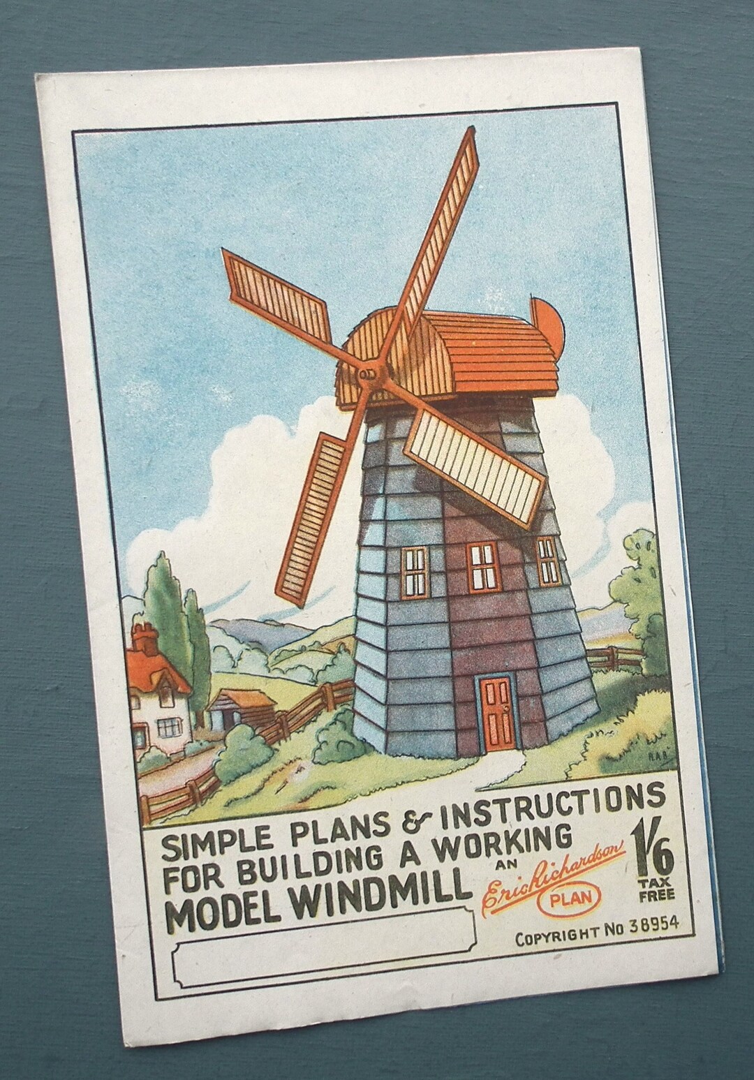Vintage 1940s Blueprint Plan Model Windmill an Eric Richardson Plan 40s ...