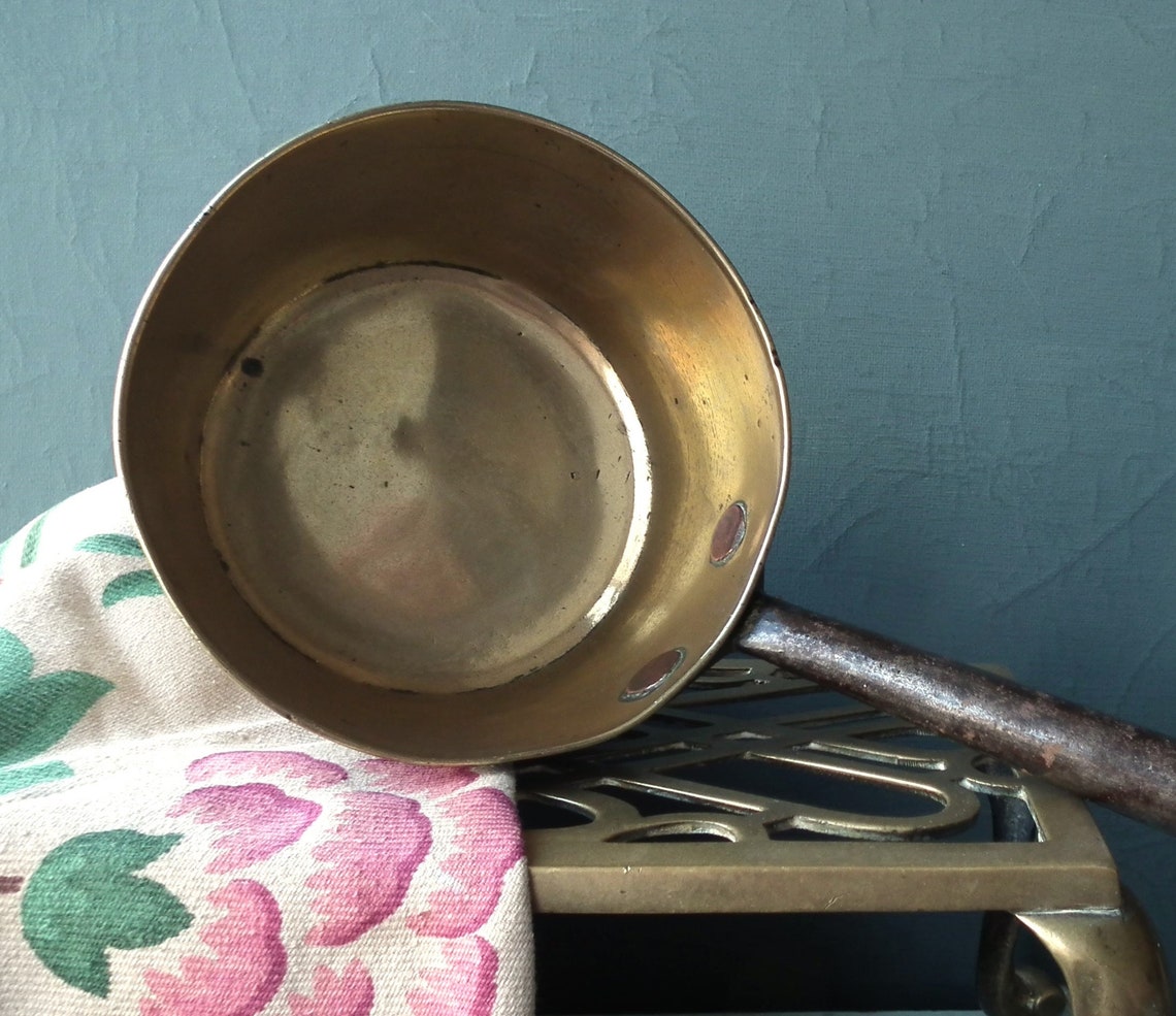 Antique Brass Saucepan - Small Brass Milk Pan - Victorian Kitchen Decor ...