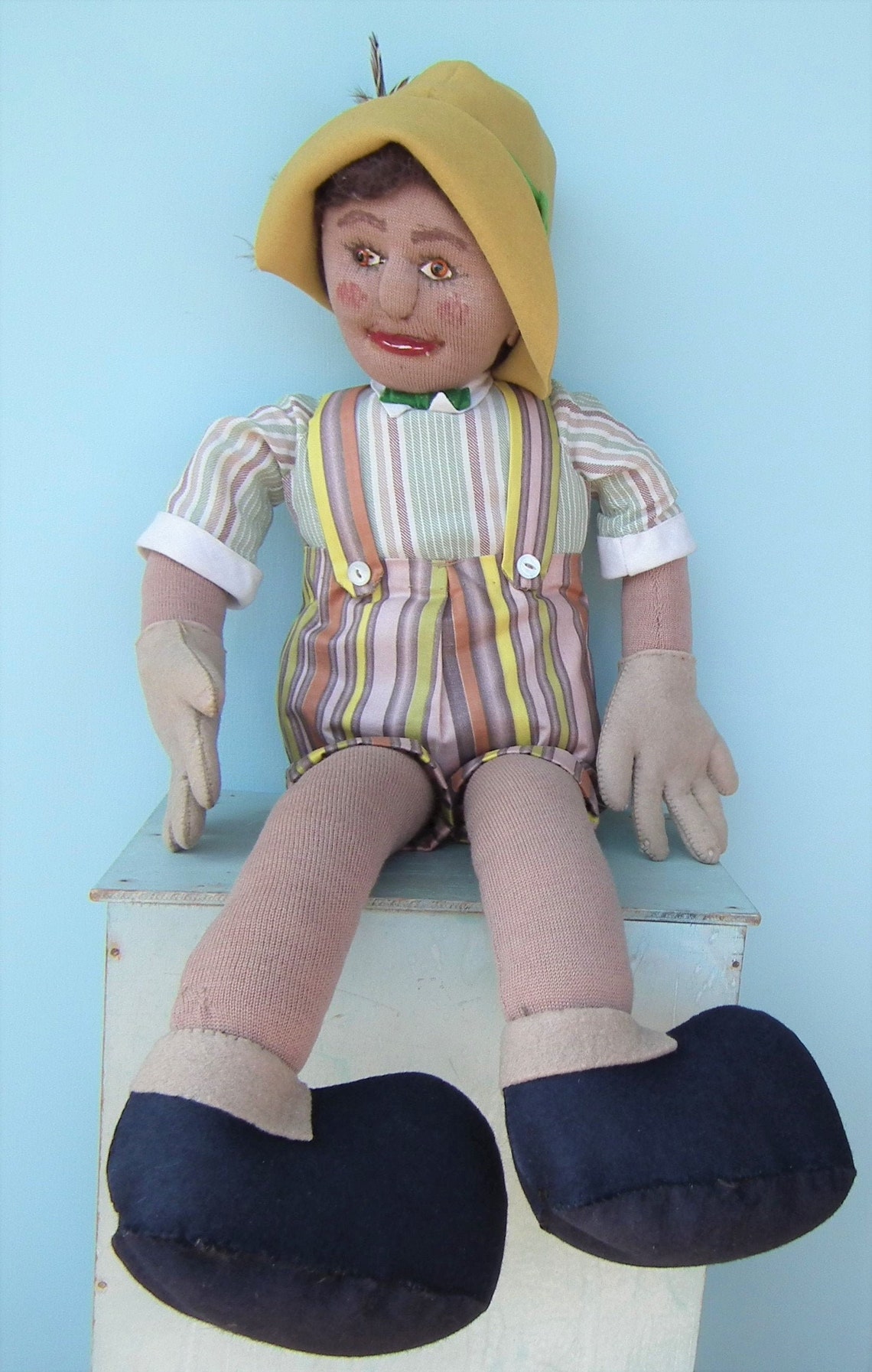 Vintage 1930s 1940s Handmade Cloth Doll 30s 40s Boy Rag Doll Large 22 ...