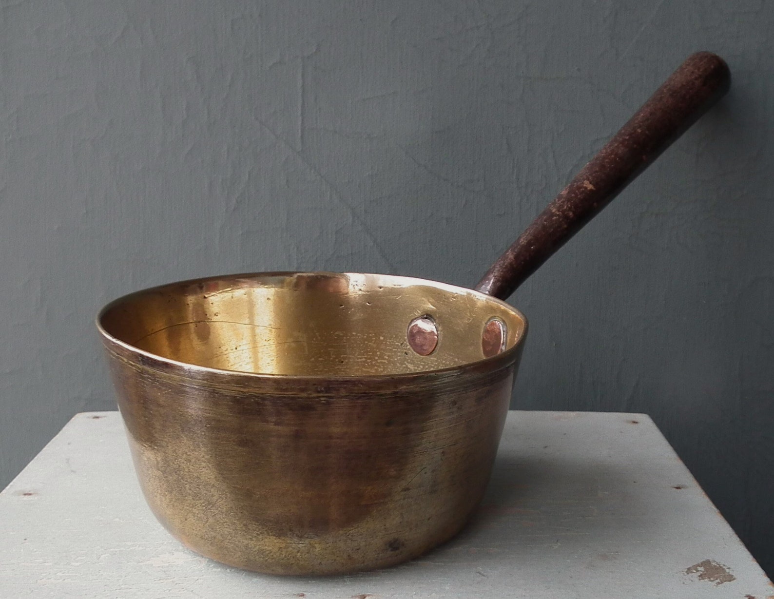 Antique Brass Saucepan - Small Brass Milk Pan - Victorian Kitchen Decor ...