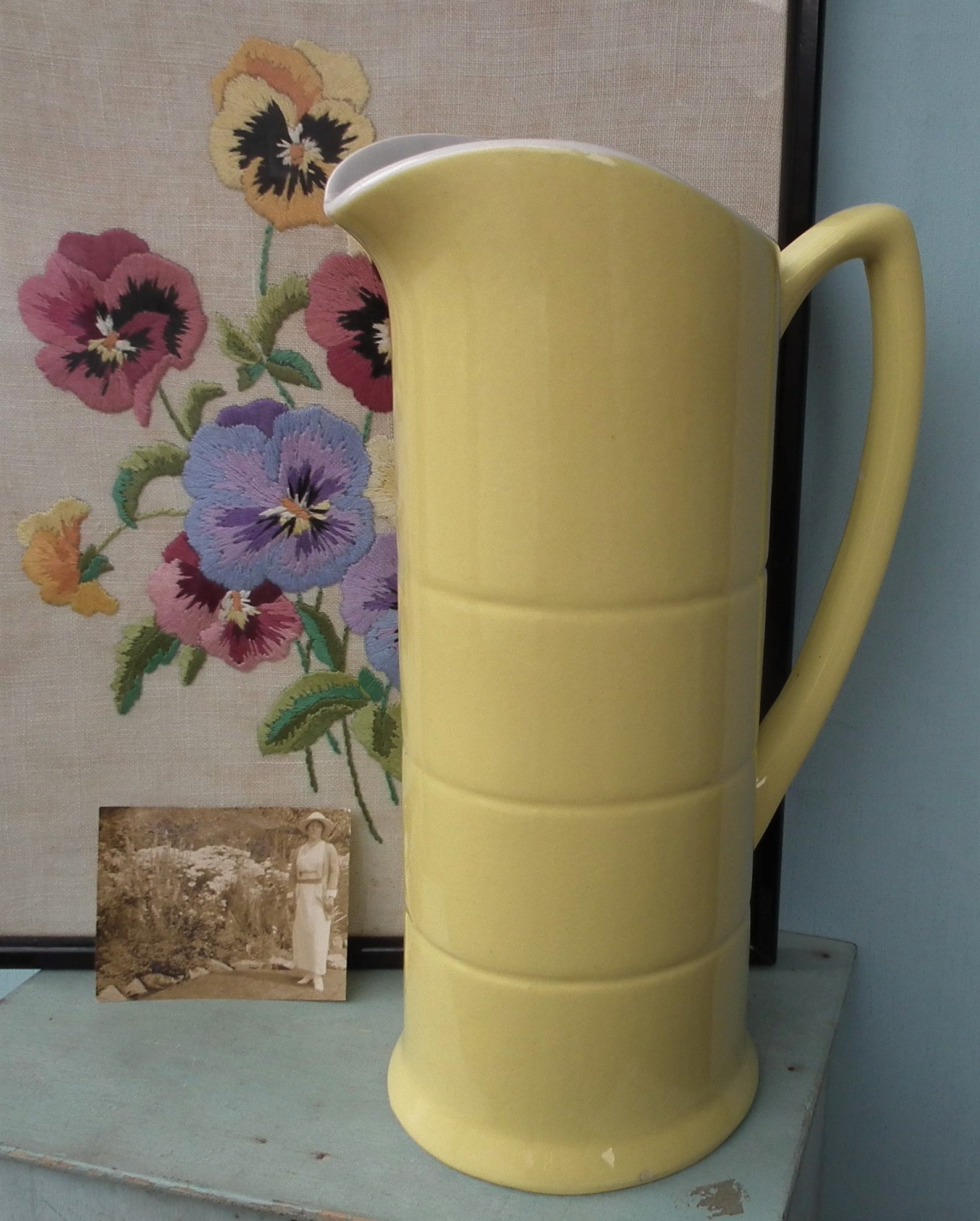 Vintage Pottery Jug - Tall Yellow Jug Pitcher Flower Vase - Arklow ...