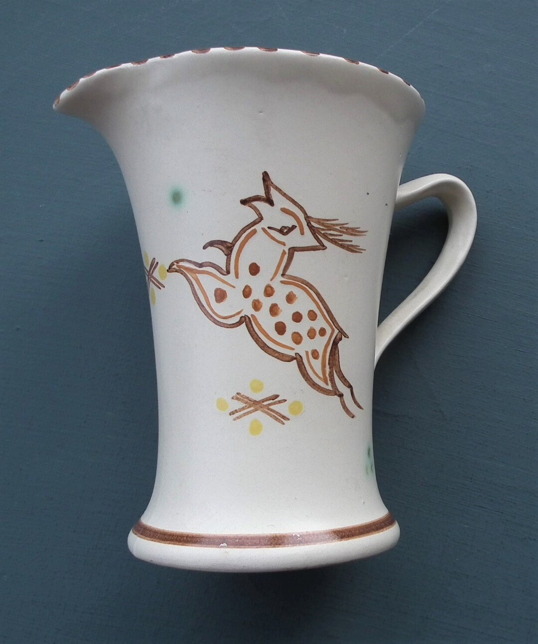 Vintage Honiton Pottery Small Milk Jug Creamer Woodland Design Hand ...
