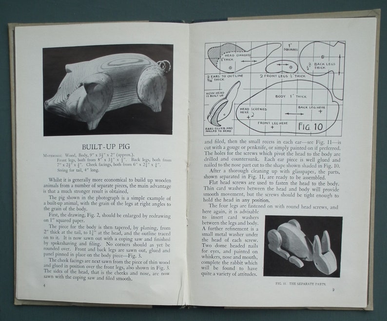 Vintage 1940s Toymaking Booklet Carved and Jointed Animals Fred Haslam ...