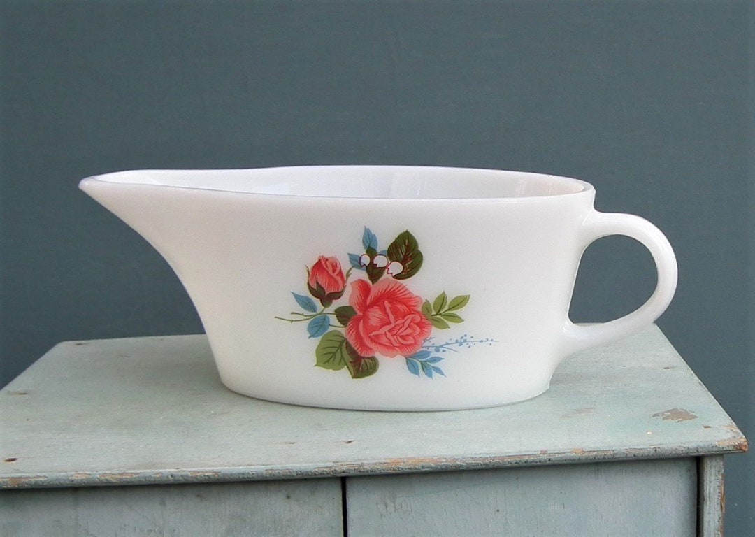 Vintage Pyrex Gravy Boat Small Jug by JAJ England UK Cottage Rose ...