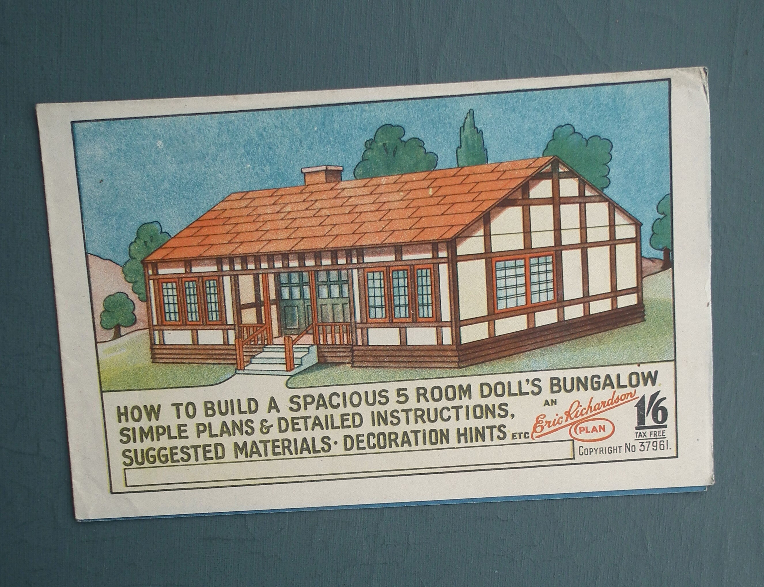 Vintage 1940s Blueprint Plan - Doll's Bungalow an Eric Richardson Plan ...