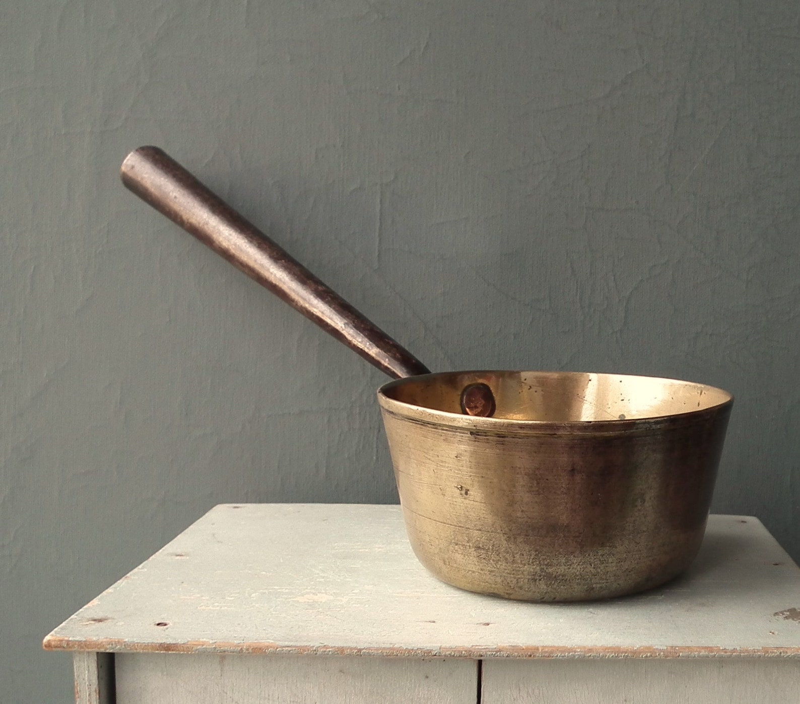 Antique Brass Saucepan - Small Brass Milk Pan - Victorian Kitchen Decor ...