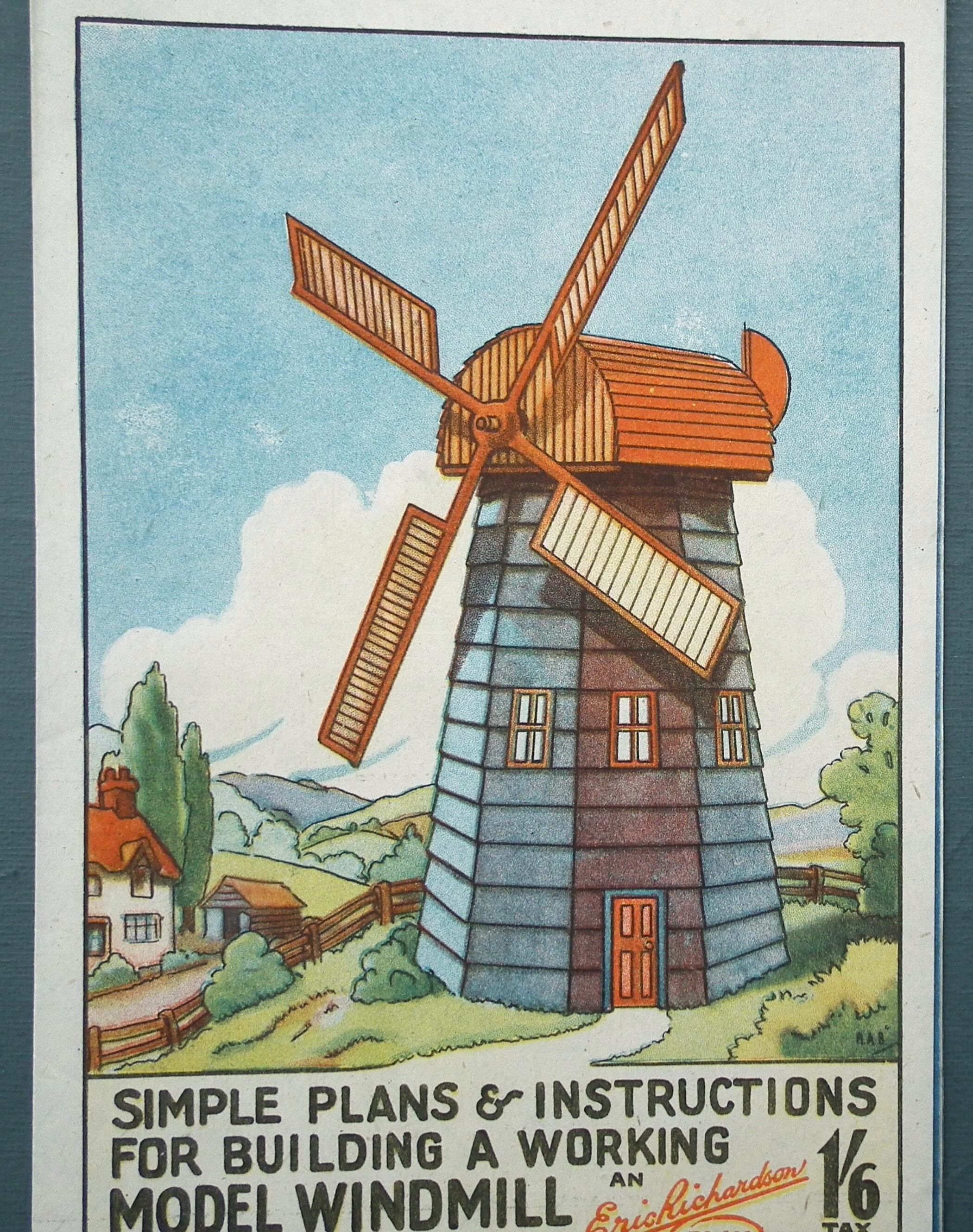 Vintage 1940s Blueprint Plan Model Windmill an Eric Richardson Plan 40s ...