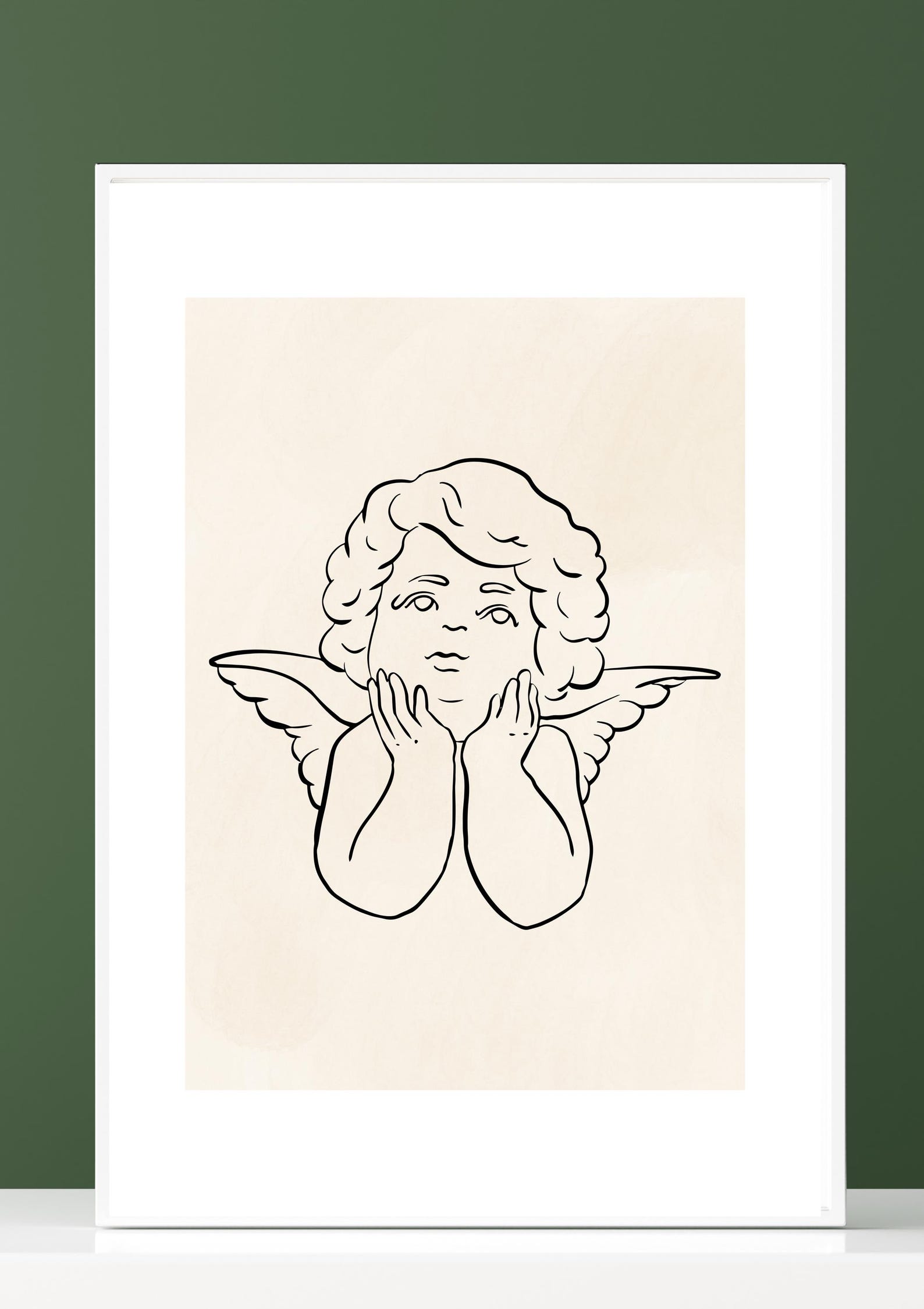 Baby Angel Line Art Print, Minimalist Wall Decor, Modern Angel ...