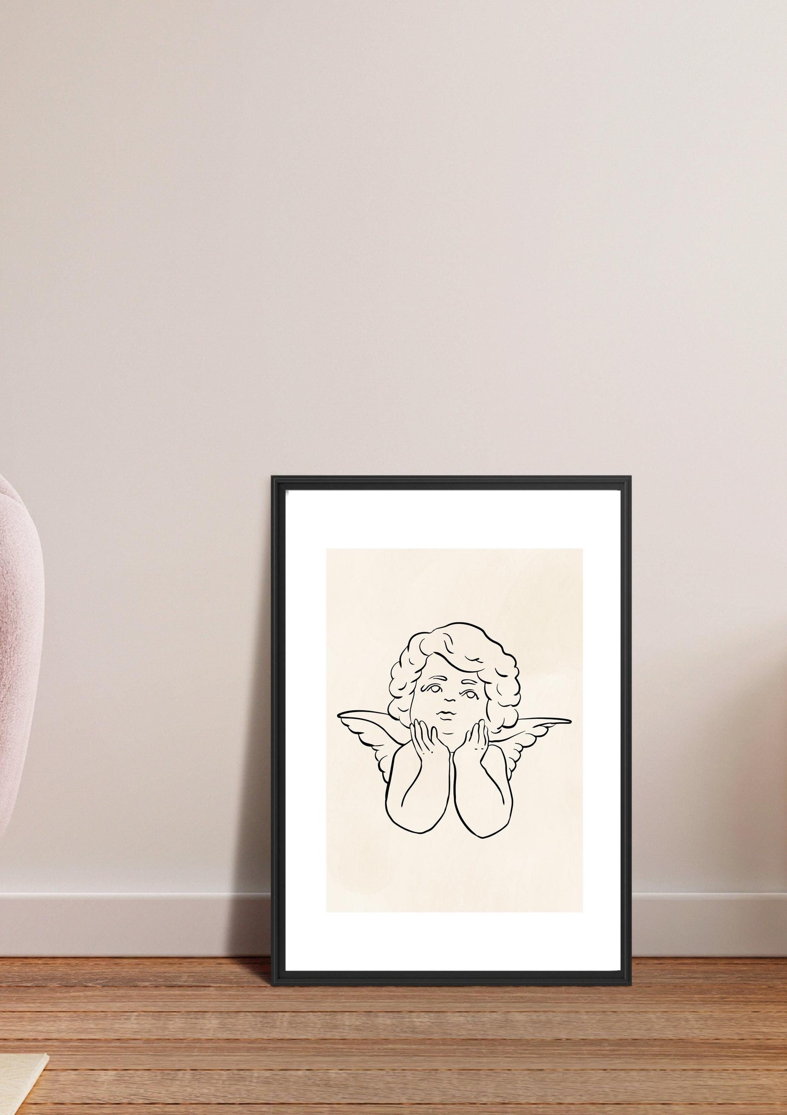 Baby Angel Line Art Print, Minimalist Wall Decor, Modern Angel ...