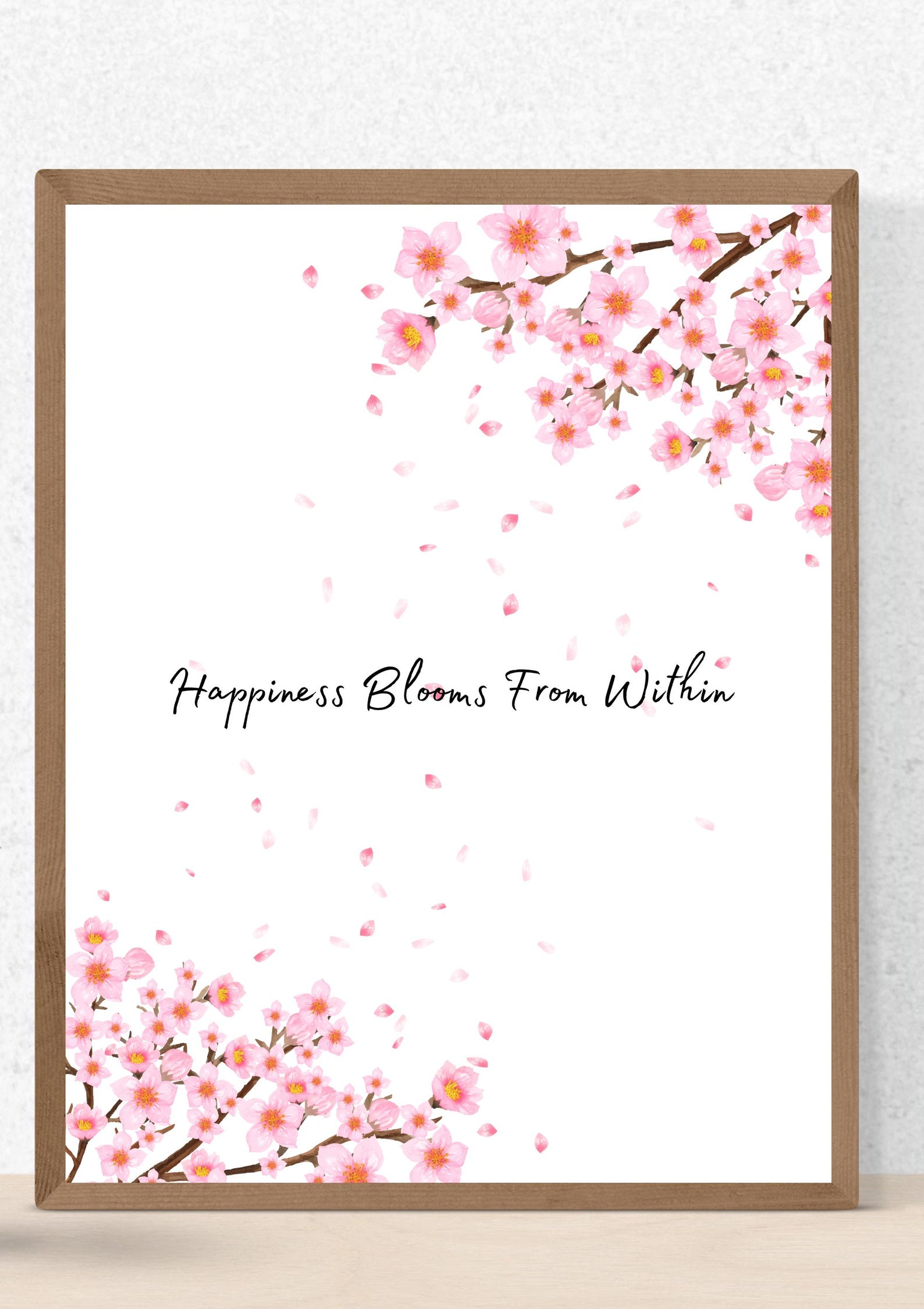 Cherry Blossom Wall Art / Happiness/ Printable Floral Poster ...