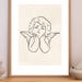 Baby Angel Line Art Print, Minimalist Wall Decor, Modern Angel ...